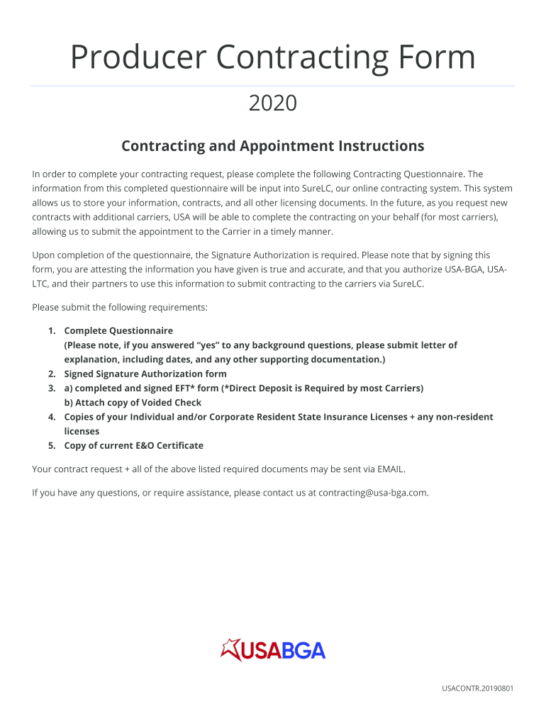 Fillable Online Producer Information Form / Contract Request Fax Email ...