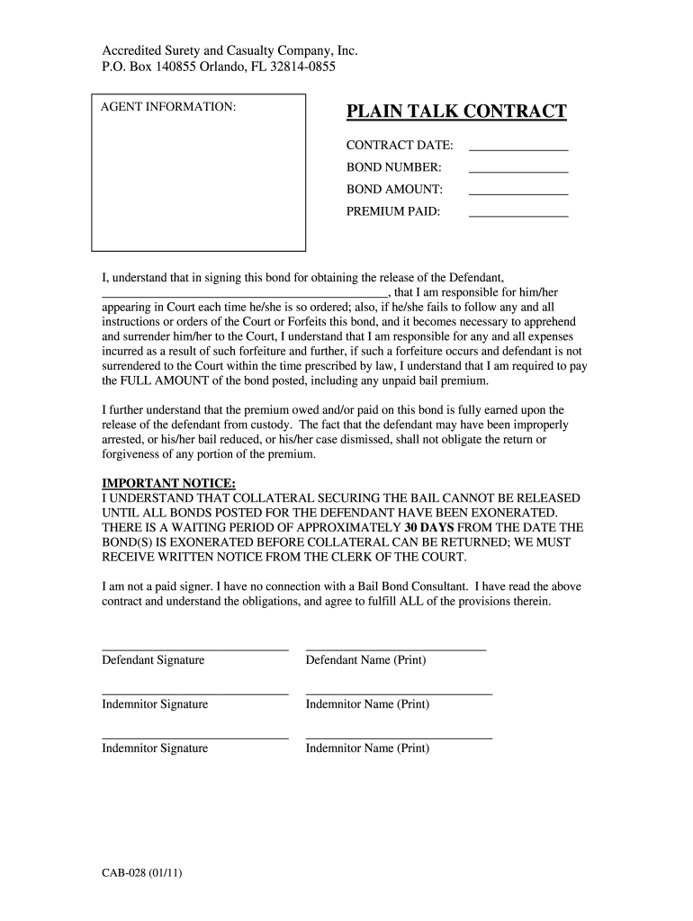 Fillable Online bail bond application and agreement - page 1 - Mike ...