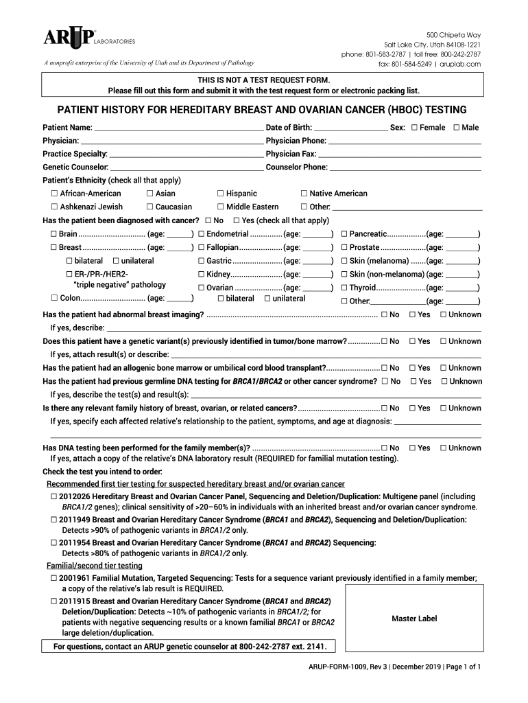 Fillable Online ARUP-FORM-1009 Hereditary Breast Ovarian Cancer Fax ...