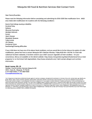 Fillable Online Change Temporary Diet Request (Start & End Date Fax ...