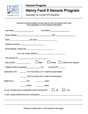 Fillable Online Henry Ford II Honors Program Fax Email Print - pdfFiller