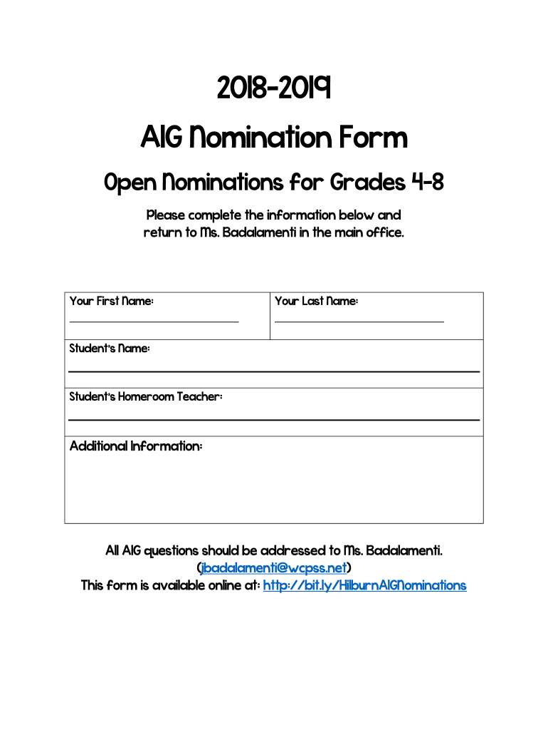 Fillable Online AIG Nomination Form Fax Email Print - pdfFiller