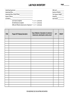 Fillable Online LAB PACK INVENTORY Fax Email Print - pdfFiller