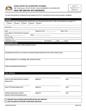 Fillable Online FIELD TRIP AND OFF-SITE EXPERIENCE Fax Email Print ...