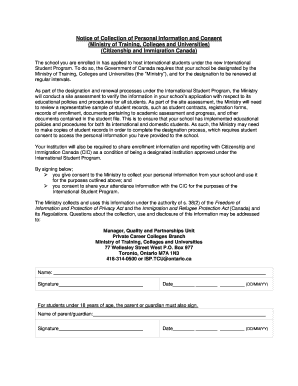 Fillable Online Notice of Collection of Personal Information and ...