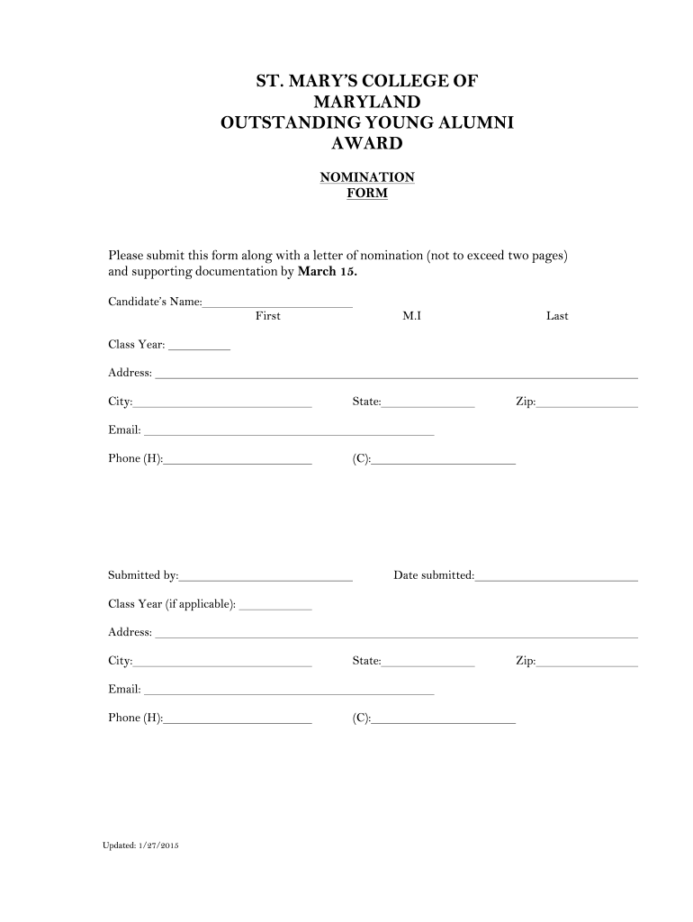 Fillable Online Outstanding Young Alumni Award Form Fax Email Print - pdfFiller