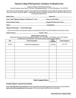 Fillable Online Field Attendance Verification Form Fax Email Print ...