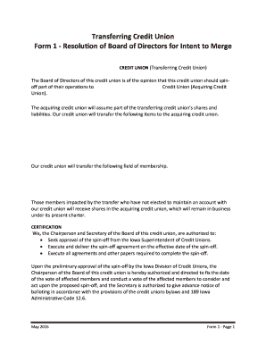 Fillable Online Credit Union Merger Manual - Washington State ...