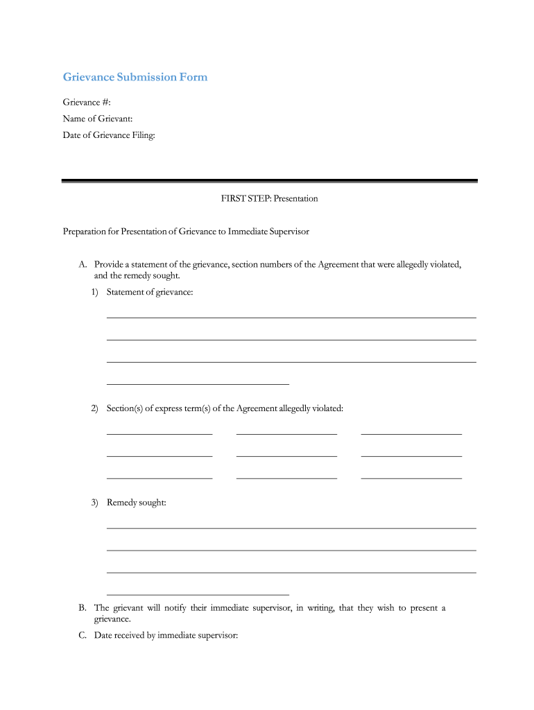 Fillable Online Grievance Submission Form - Lake Superior State University Fax Email Print ...