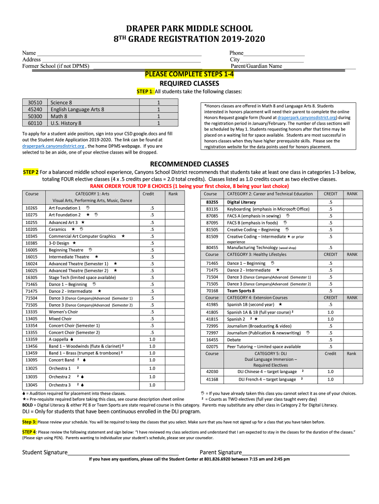 Fillable Online Code of Conduct - Draper Park Middle - Canyons School District Fax Email Print ...