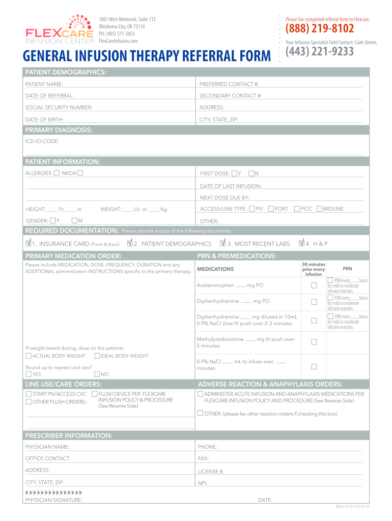 Fillable Online General Infusion Therapy Form Updated Fax Email Print ...