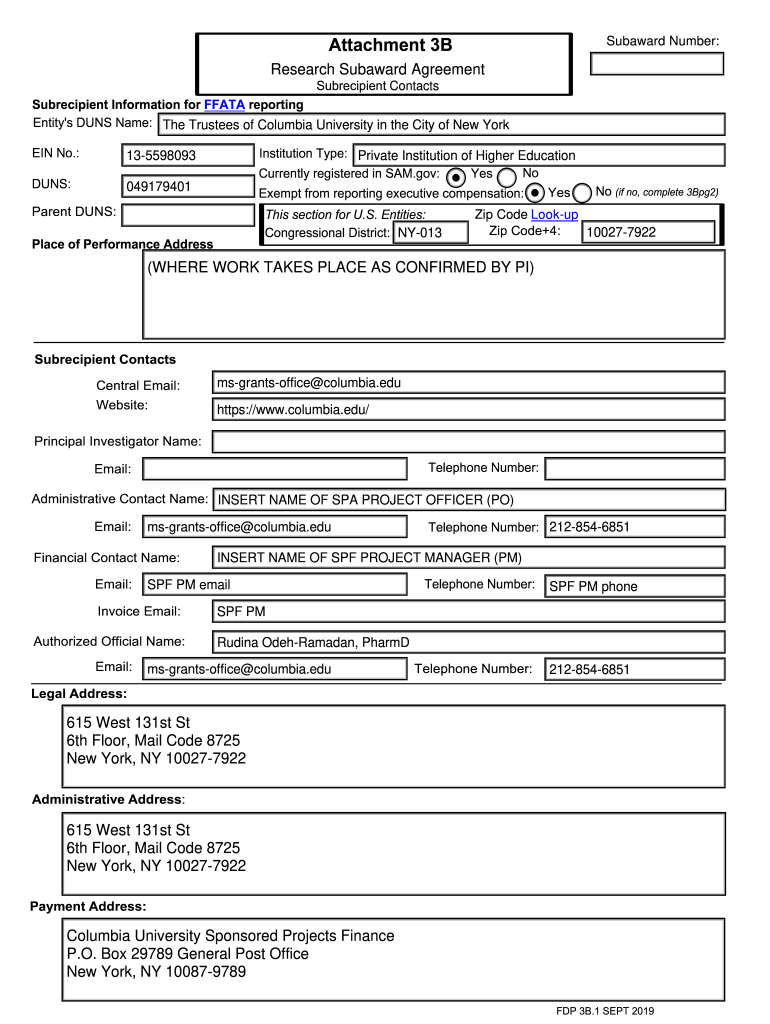 Fillable Online FFATA Subaward Reporting InformationFTA Fax Email Print ...