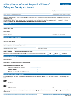 Fillable Online Form 50-305 Military Property Owners Request for Waiver ...