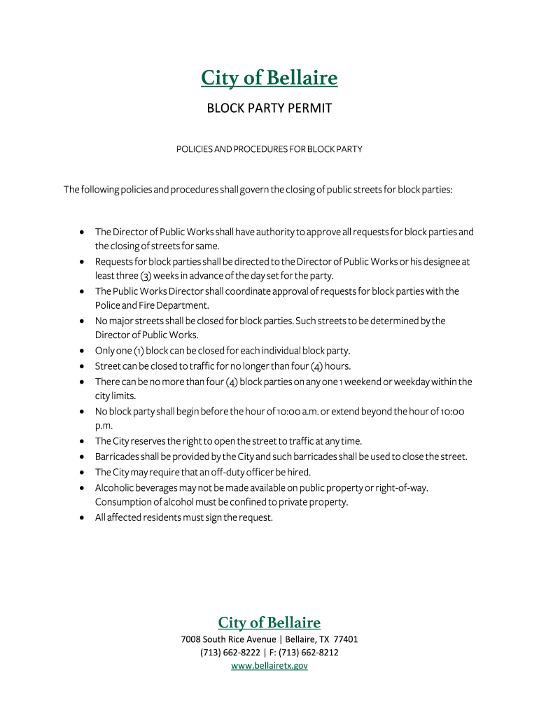Fillable Online BLOCK PARTY PERMIT INSTRUCTIONS - City of Manhattan ...