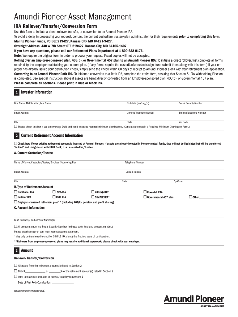 Fillable Online Ira Rollover Transfer Conversion Form Fax Email Print