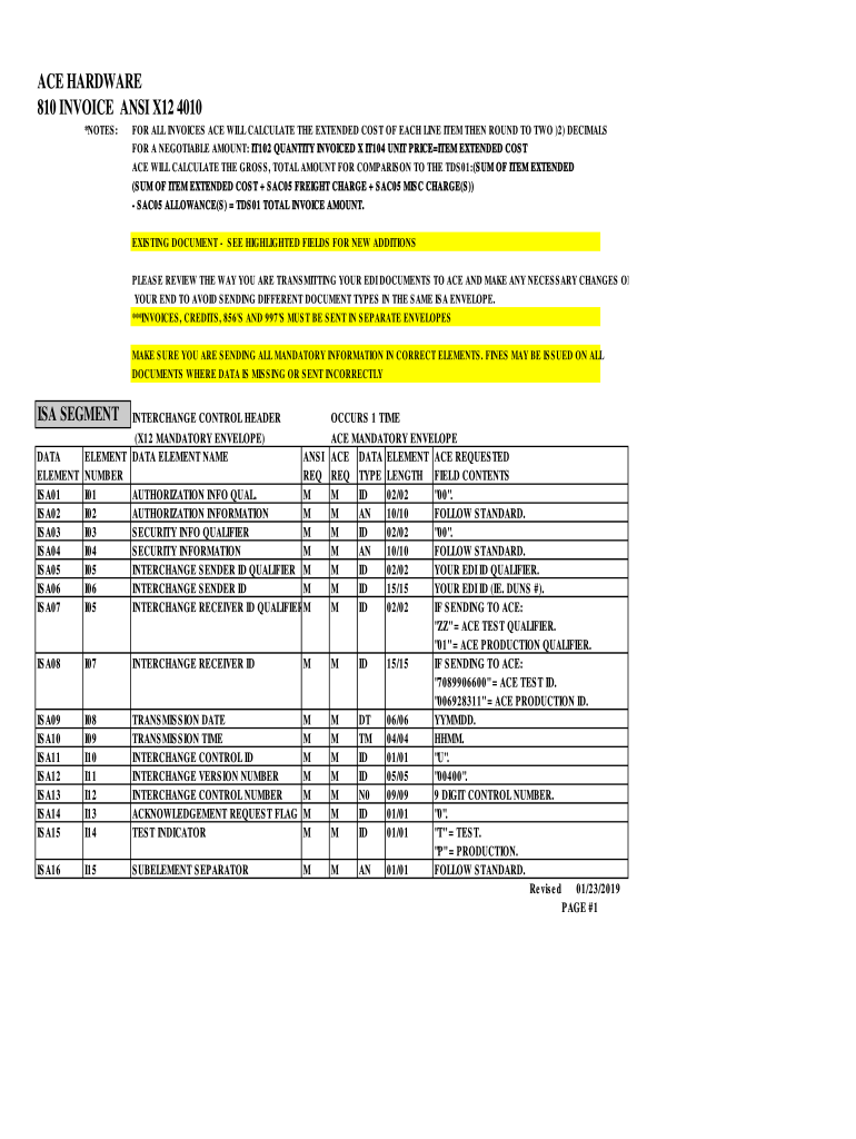 Fillable Online 810 INVOICE ANSI X12 4010 Fax Email Print - pdfFiller