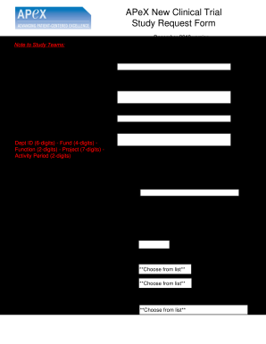 Fillable Online APeX New Clinical Trial Study Request Form Fax Email ...