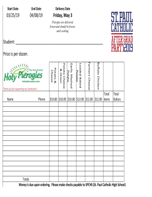 Fillable Online Holy Pierogies Fundraising Order form Fax Email Print ...