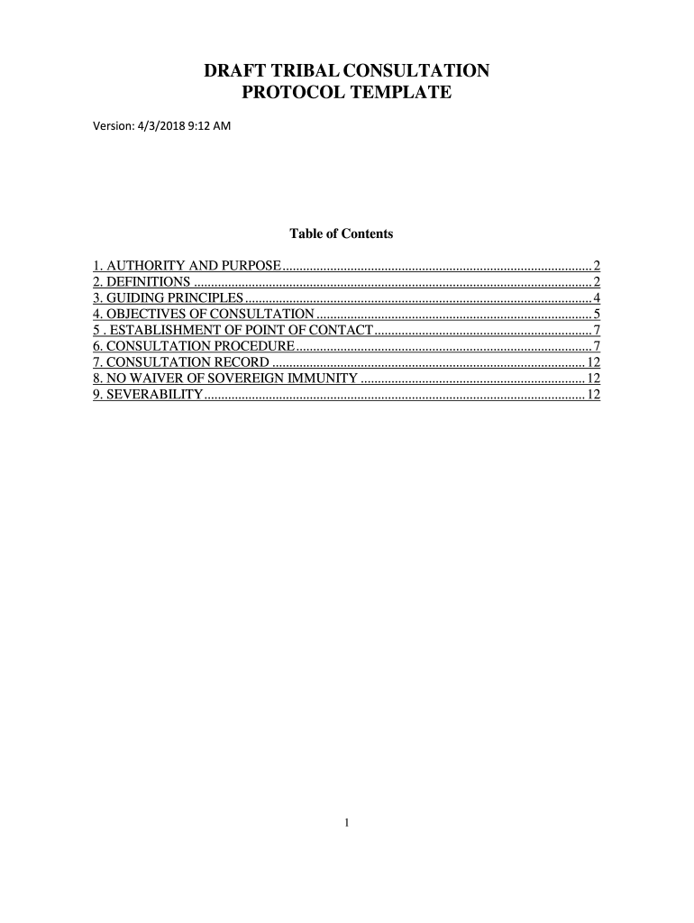 Fillable Online DRAFT TRIBAL CONSULTATION PROTOCOL TEMPLATE Fax Email ...