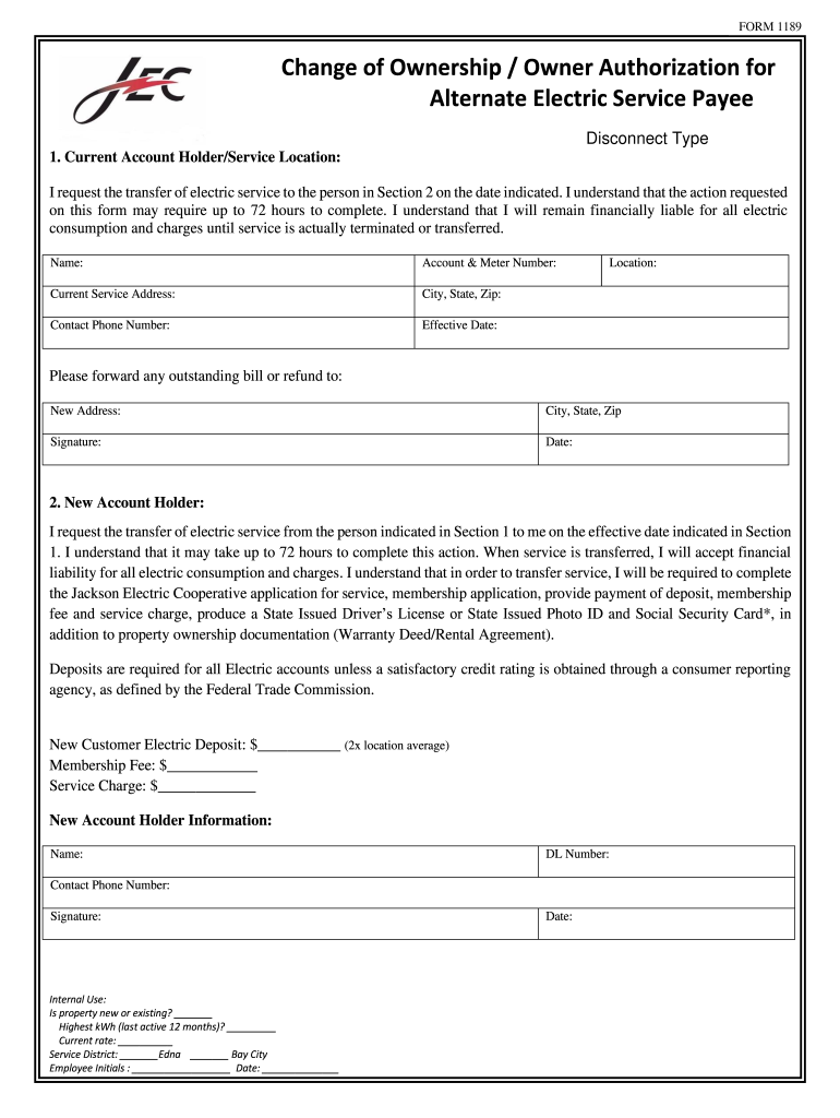 Change of Ownership Form 1189 - Fill Out, Sign & Share Online | pdfFiller