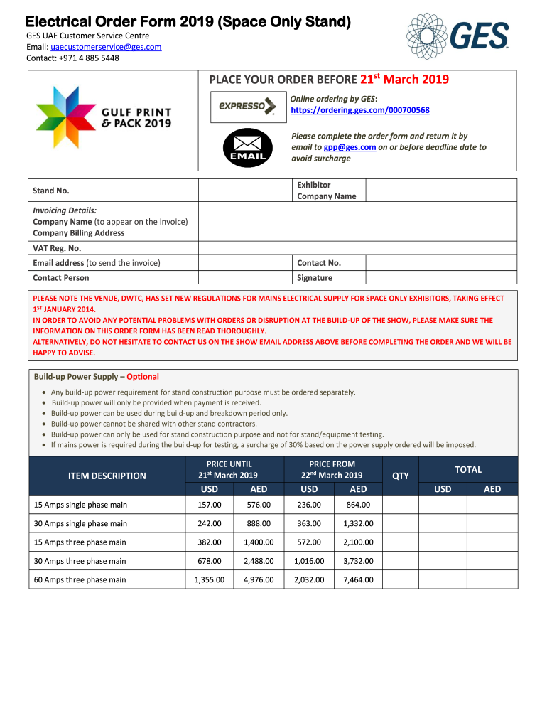 Fillable Online ges exhibitor services, shell scheme stand guidelines ...