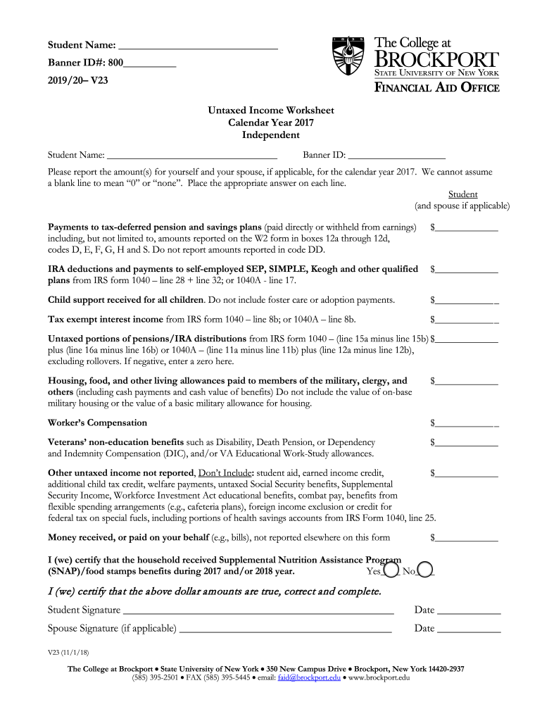 Fillable Online Untaxed Income Worksheet. Untaxed Income Worksheet Fax ...