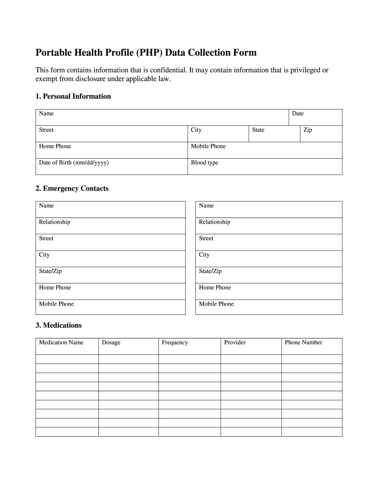 Fillable Online Health Profile Form - Fill Online, Printable, Fillable ...