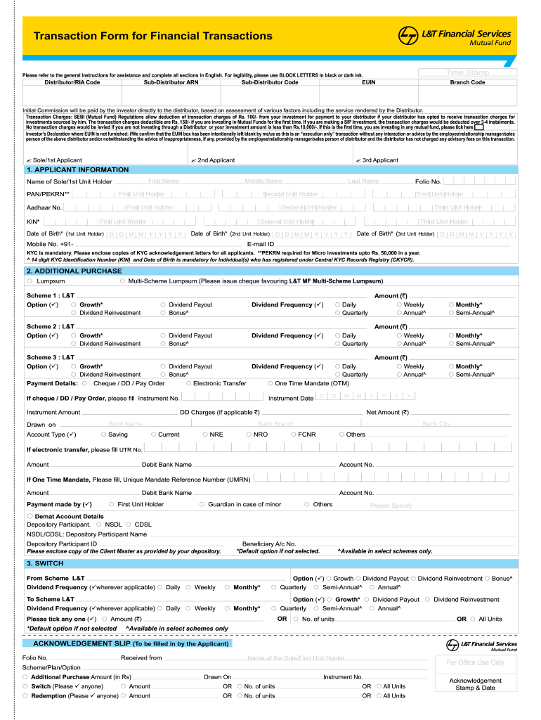 Fillable Online Transaction Form for Financial Transactions Fax Email ...