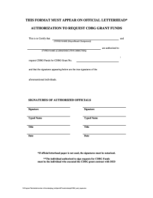 Fillable Online CDBG Signature Authorization. Authorization Form for ...