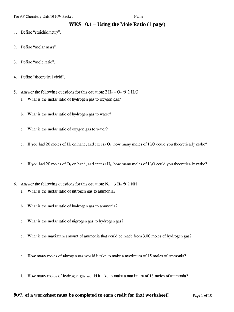 Pre Ap Chemistry Unit 2 Learning Checkpoint 1 - Fill Online, Printable ...