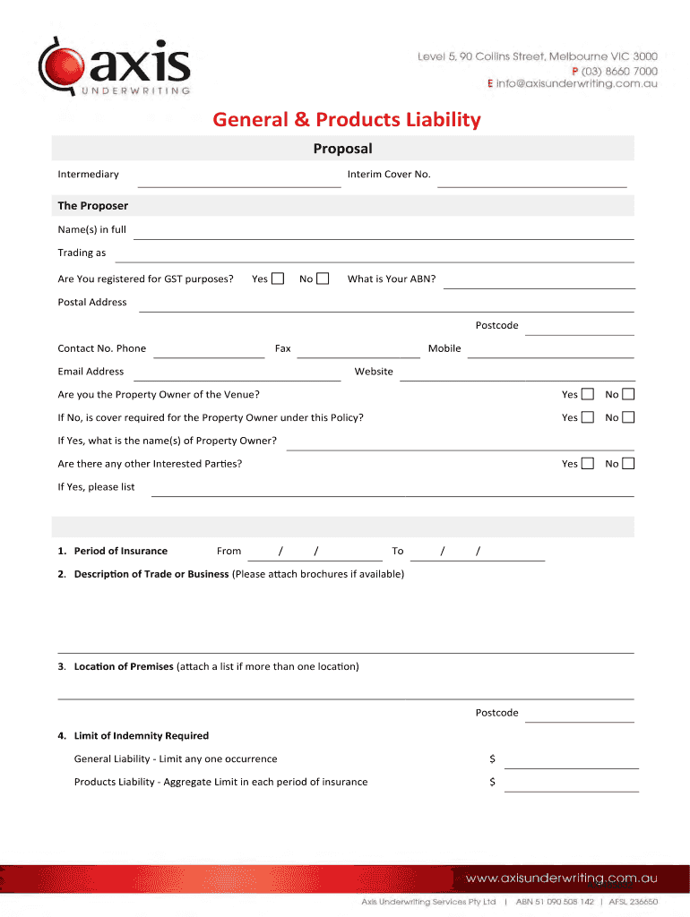 Fillable Online . General and Products Liability Fax Email Print ...