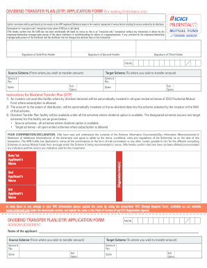 Fillable Online DIVIDEND TRANSFER PLAN (DTP) APPLICATION FORM ... Fax ...