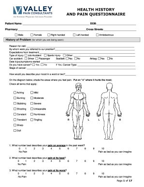 Fillable Online AND PAIN QUESTIONNAIRE Fax Email Print - pdfFiller
