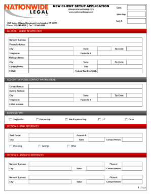 Fillable Online NEW CLIENT SETUP APPLICATION Fax Email Print - pdfFiller