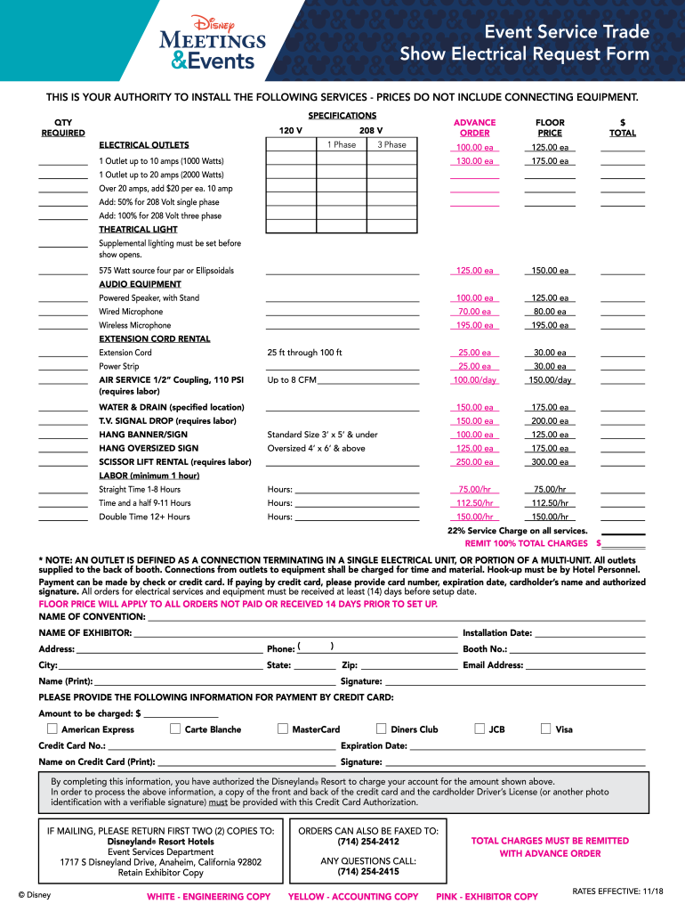 Fillable Online Event Service Trade Show Electrical Request Form Fax ...