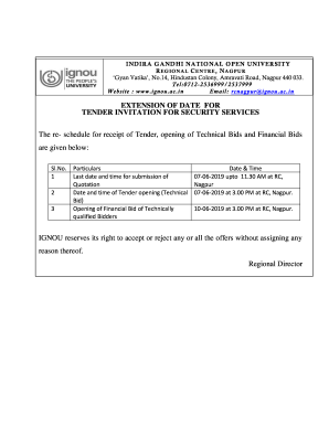 Fillable Online EXTENSION OF DATE FOR TENDER INVITATION FOR Fax Email ...