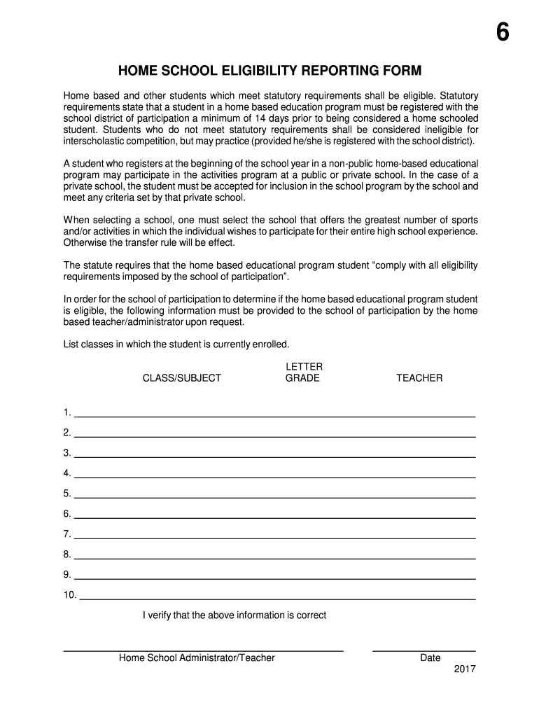 Fillable Online HOME SCHOOL ELIGIBILITY REPORTING FORM Fax Email Print ...