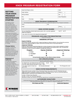 Fillable Online knox program registration form - Knox Box Fax Email ...