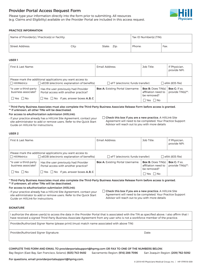 Fillable Online Provider Portal Access Request Form Fax Email Print ...