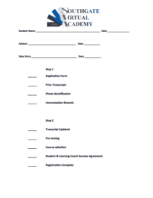 Fillable Online Returning Student Application Form - Southgate Schools ...