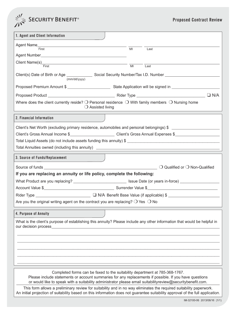 Fillable Online Proposed Contract Review - Total Value Annuity Fax Email Print - pdfFiller