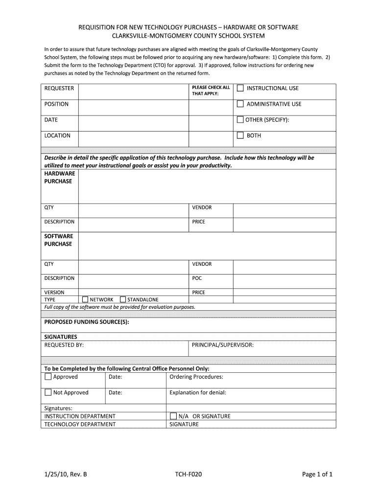 Fillable Online TCH-F020 Requisition.doc Fax Email Print - pdfFiller