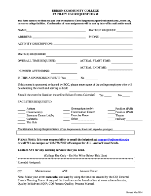 Fillable Online Facility Use Request Form - Edison Community College ...