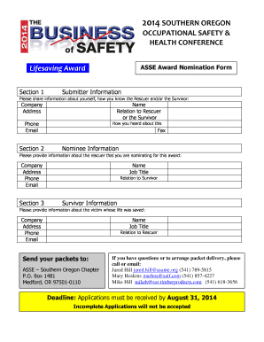 Fillable Online orosha Lifesaving Award 2014SOUTHERN OREGON bb - Oregon ...