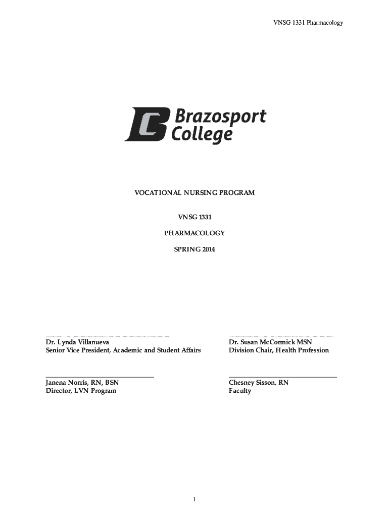 Fillable Online VNSG 1331 Pharmacology Fax Email Print - pdfFiller