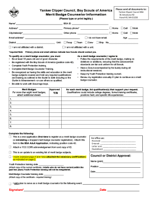 Merit Badge Counselor Application Fillable Pdf | pdfFiller