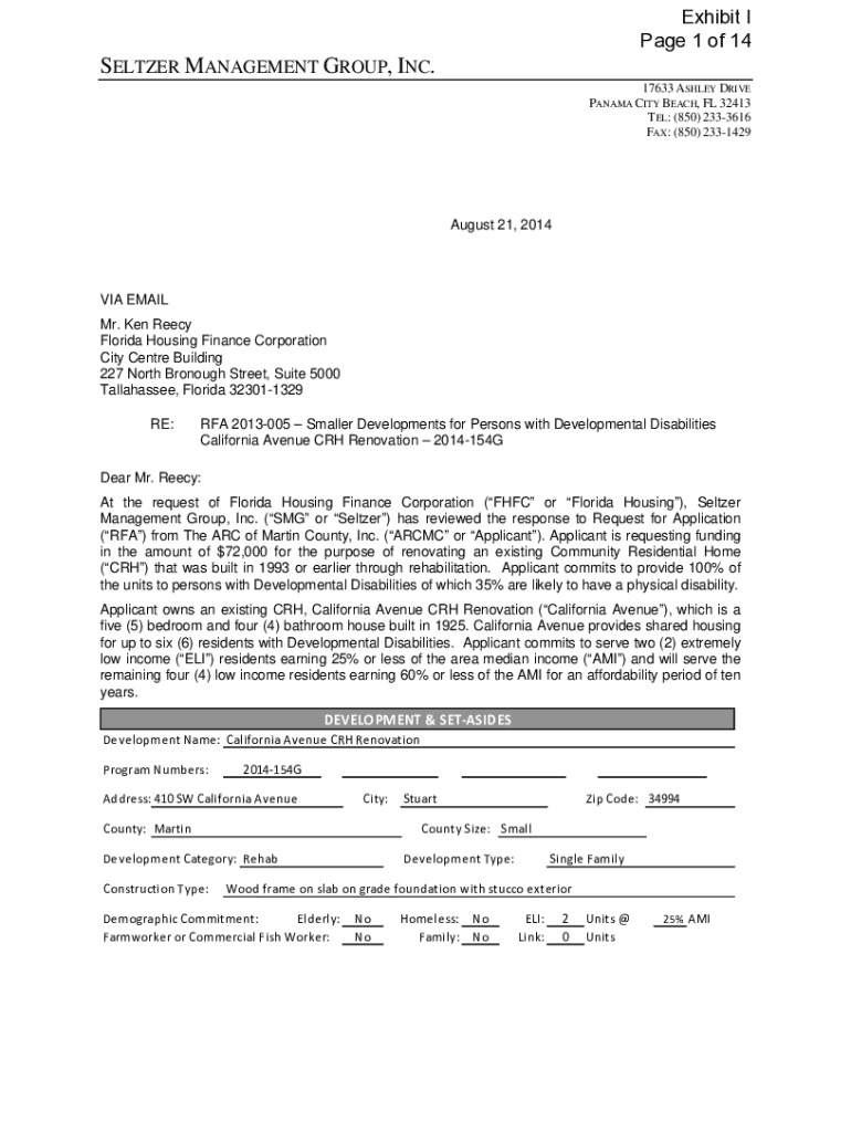 Fillable Online Exhibit I Page 1 of 14 - Florida Housing Finance ...