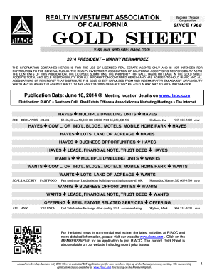 Fillable Online GOLD SHEET Fax Email Print - pdfFiller