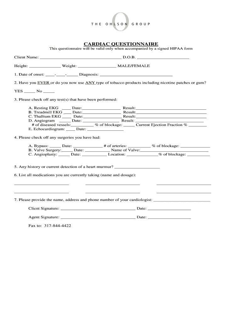 Fillable Online Cardiac form.doc Fax Email Print - pdfFiller