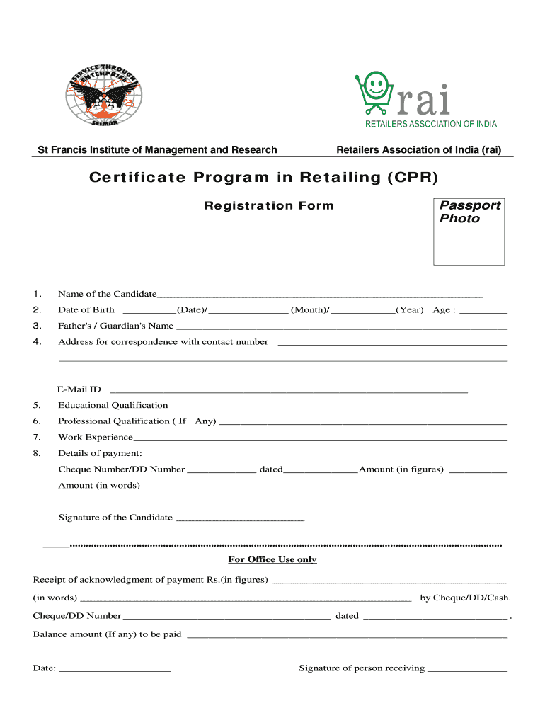 Fillable Online sfimar CPR Registration form .pdf - St. Francis ...